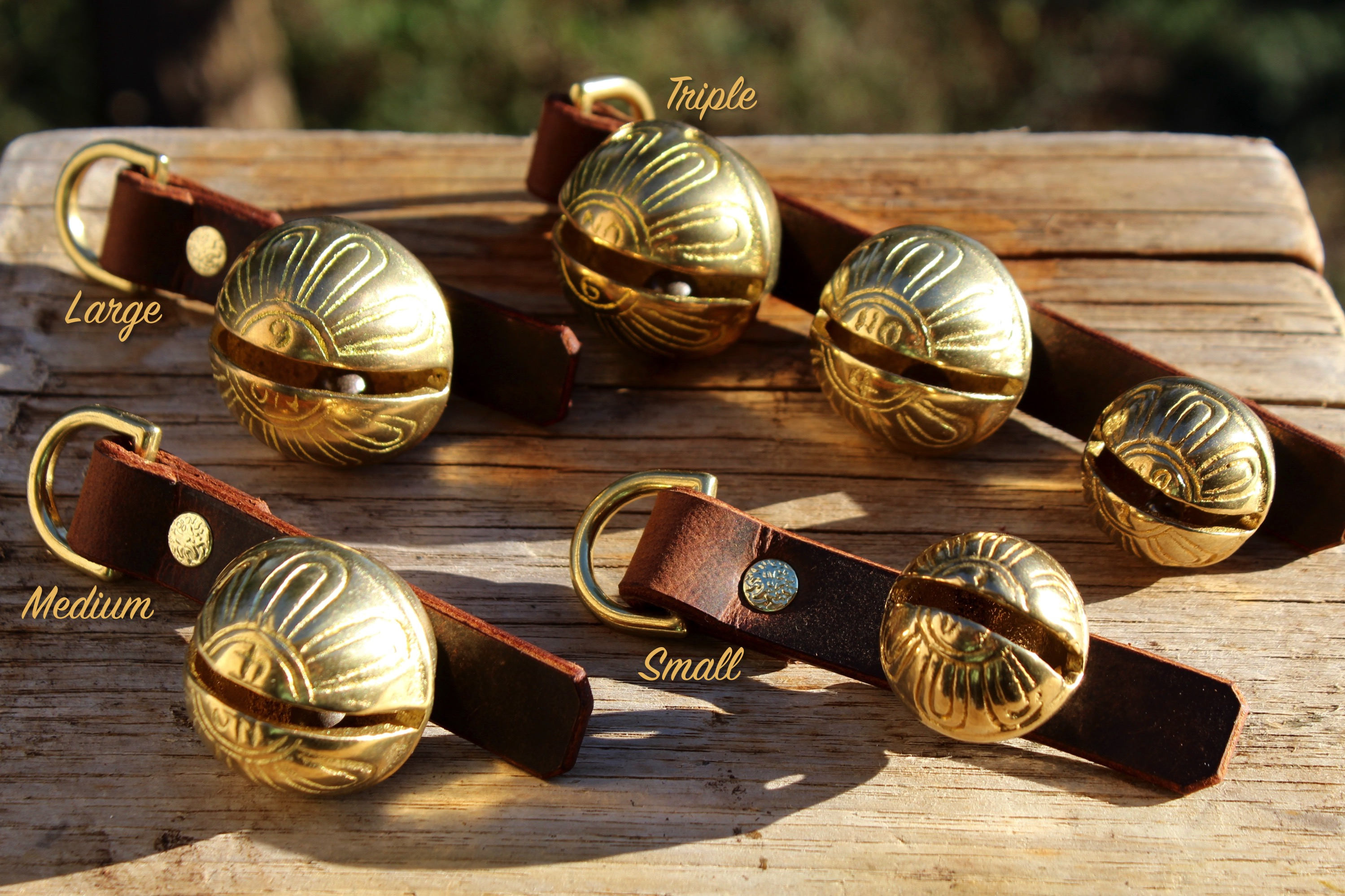 Brass Sleigh Bells - D Ring, Scissor Clip or Door Hanger - Large ...