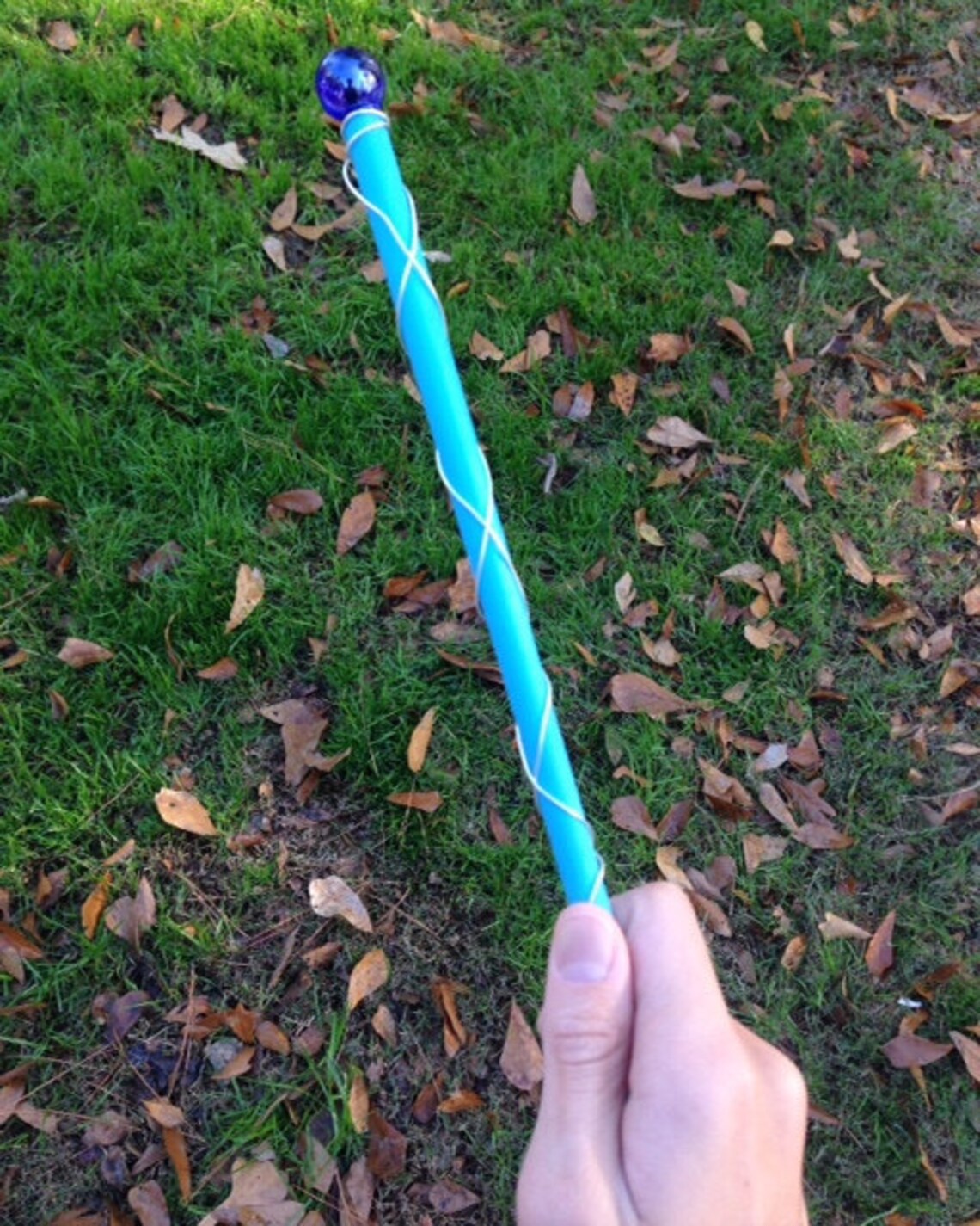 Turquoise Wizard Wand: Blue Marble, Silver Swirls - Etsy
