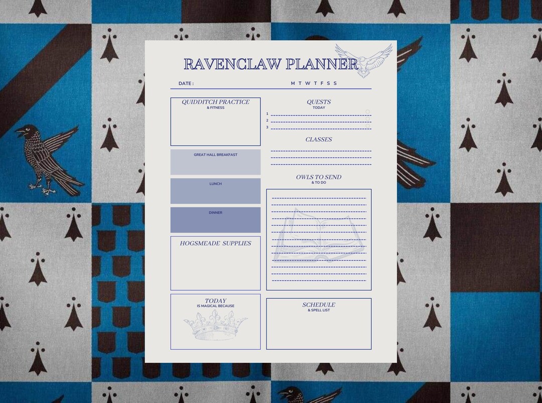 Ravenclaw Daily Planner Digital Planner PDF - Etsy