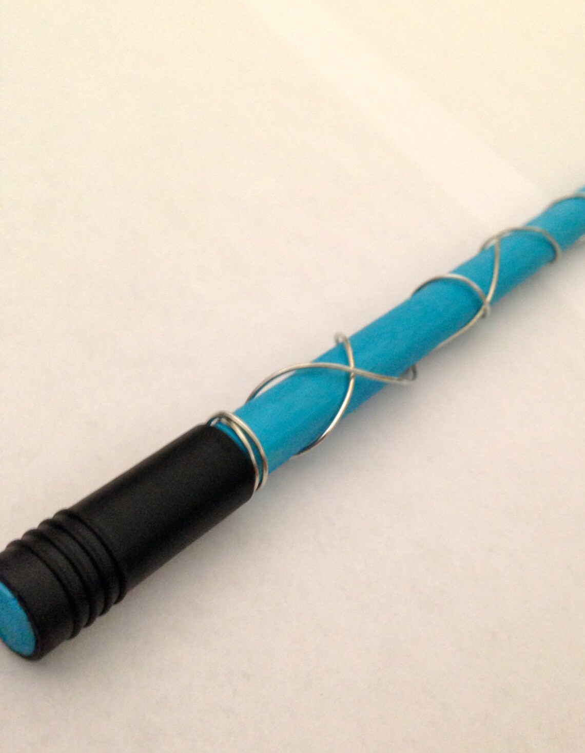 Turquoise Wizard Wand: Blue Marble, Silver Swirls - Etsy