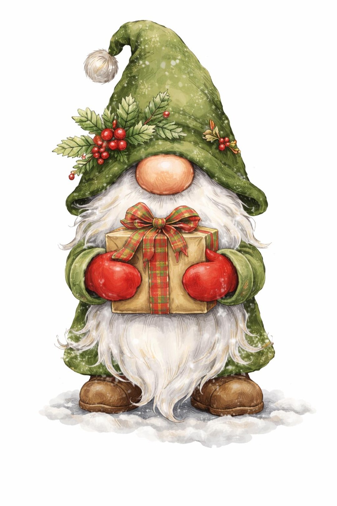 Whimsical Christmas Gnome Clipart PNG (digital Download) 2 Image's ...