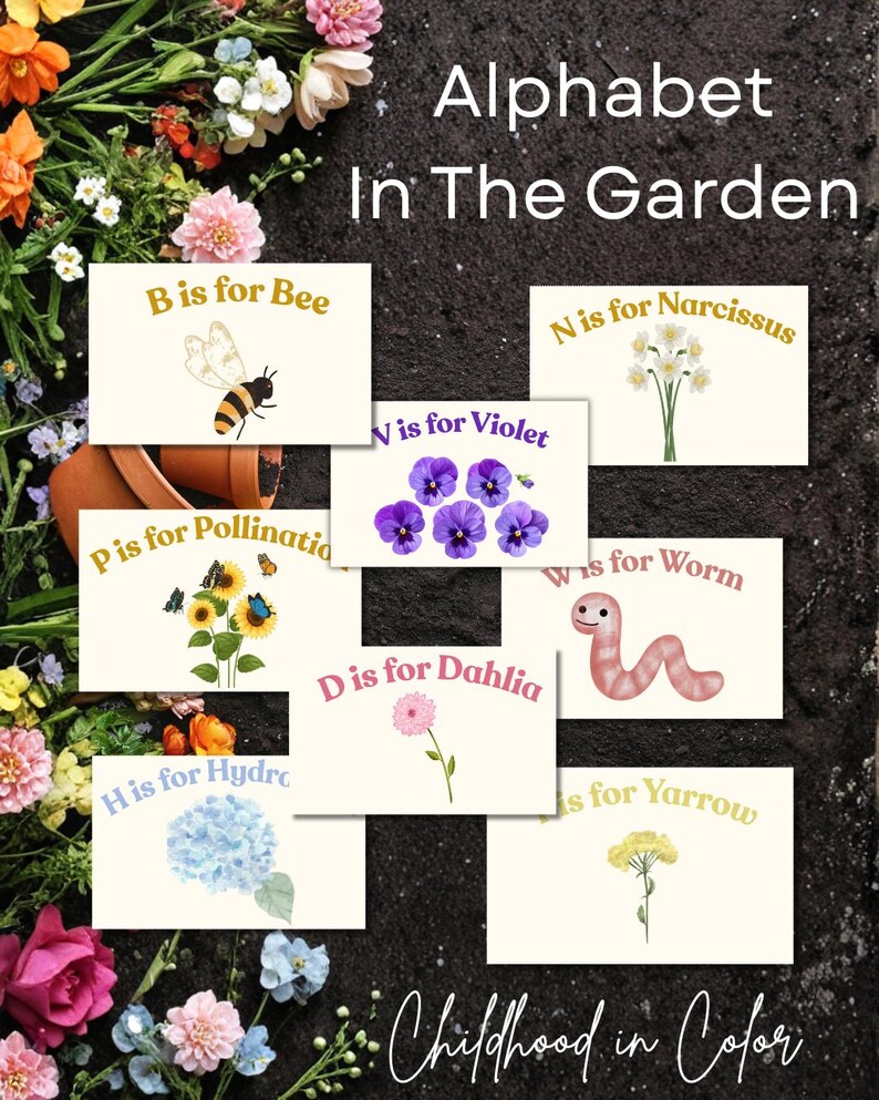 Garden Alphabet Letter Cards Digital Printable - Etsy