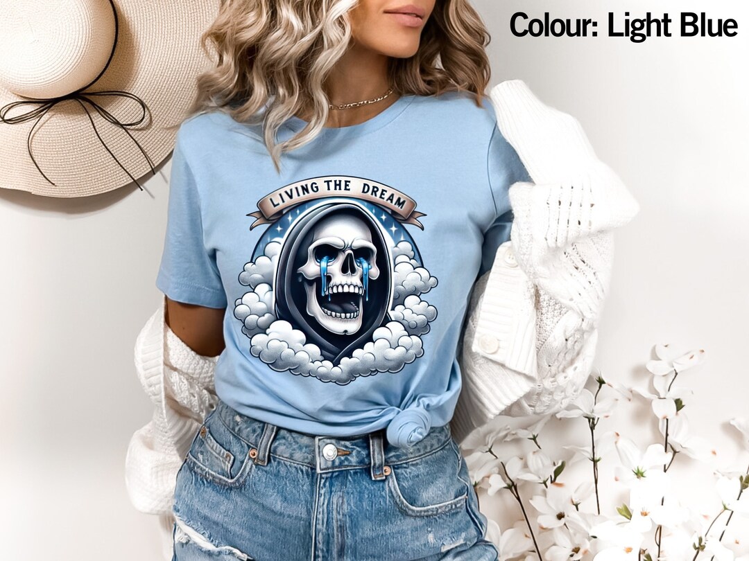 Sarcastic Crying Skeleton Tee Unisex Cotton Graphic Gothic Humor Saying ...