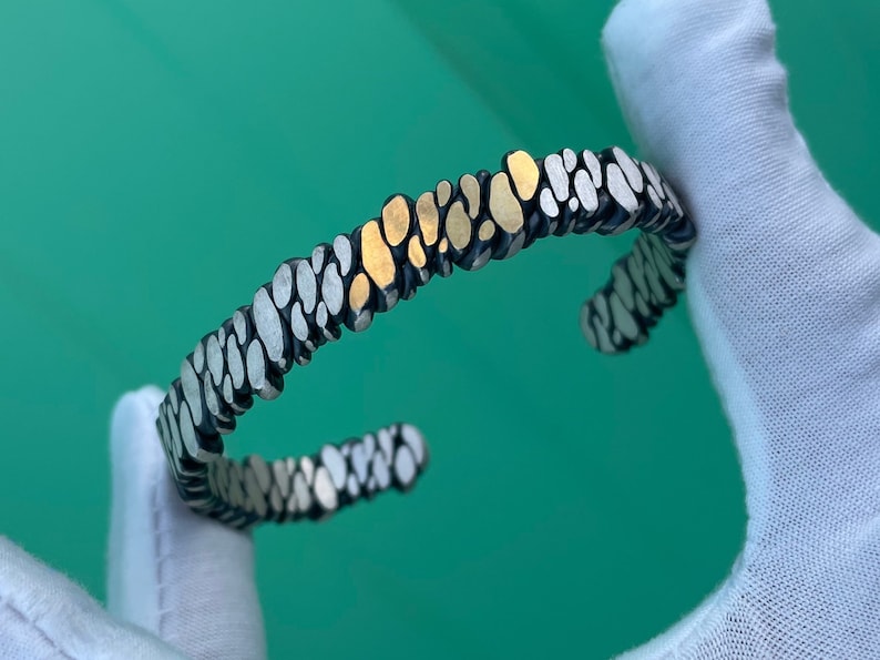 Sterling Silver Helix Cuff Bracelet With 24k Gold Accent, Made in ...