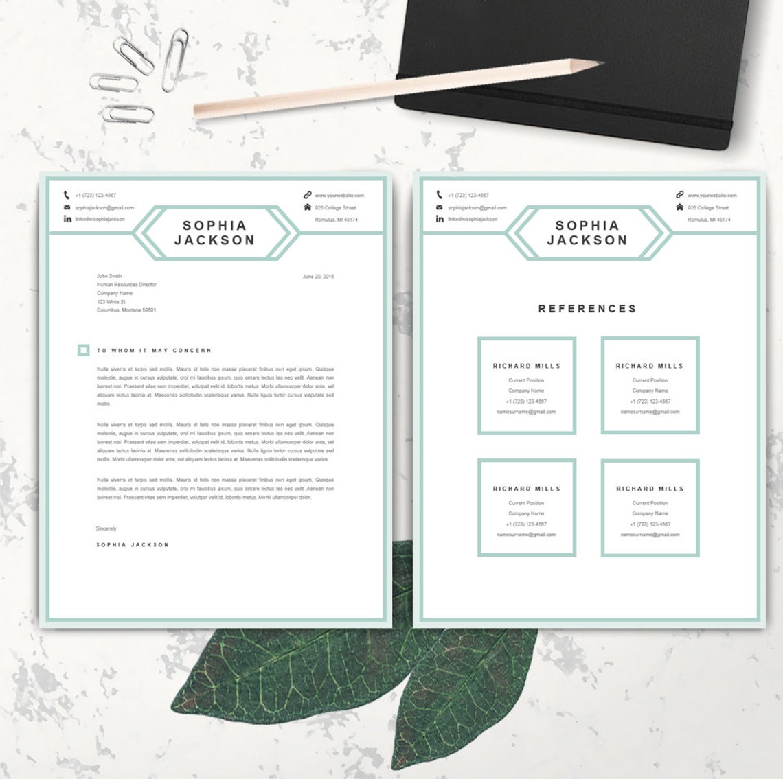 Resume Template Modern Resume CV Template Resume Design Cover - Etsy