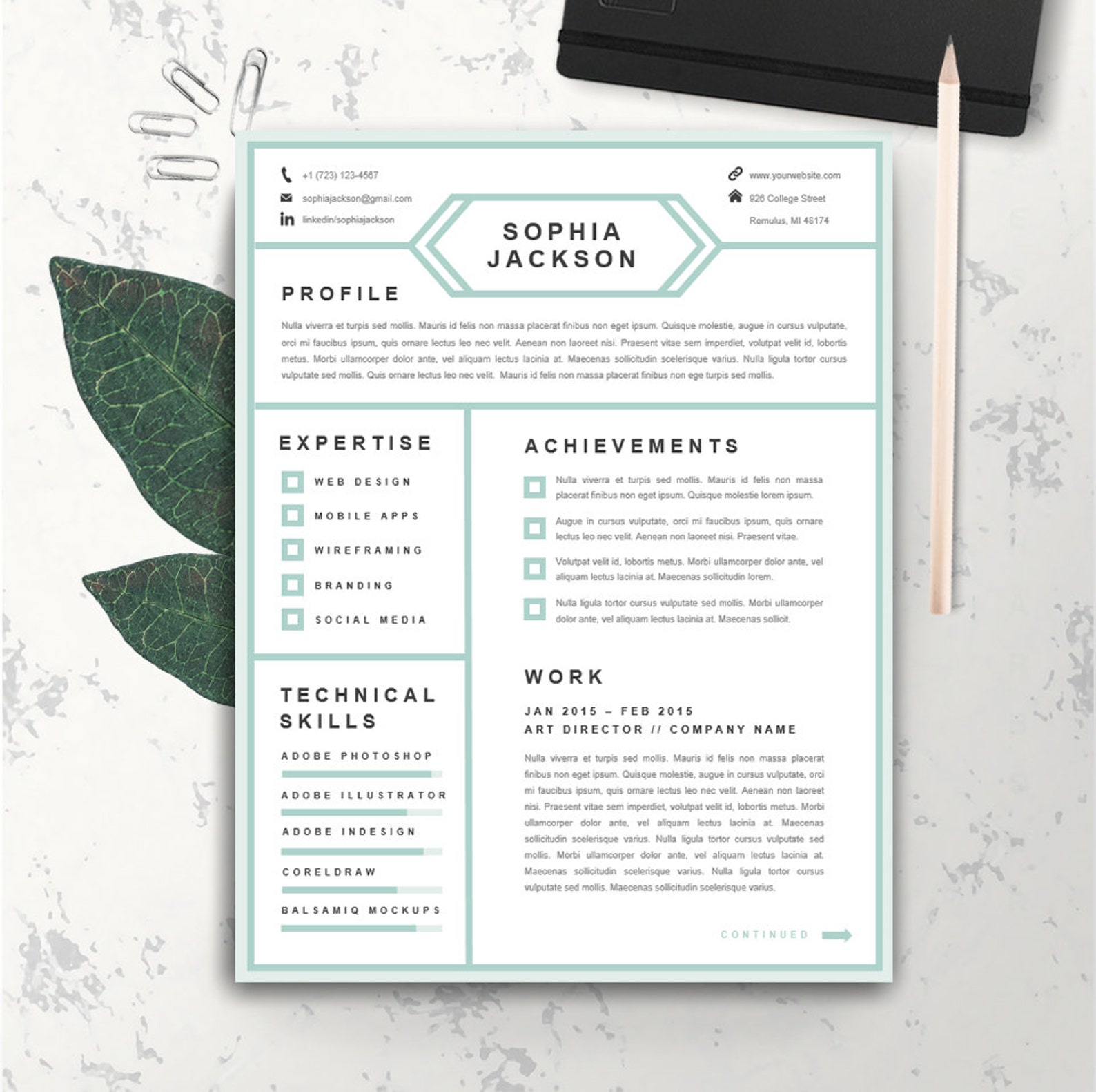 Resume Template Modern Resume CV Template Resume Design Cover - Etsy