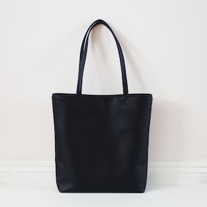 Large Simple Leather Tote Bag - Etsy