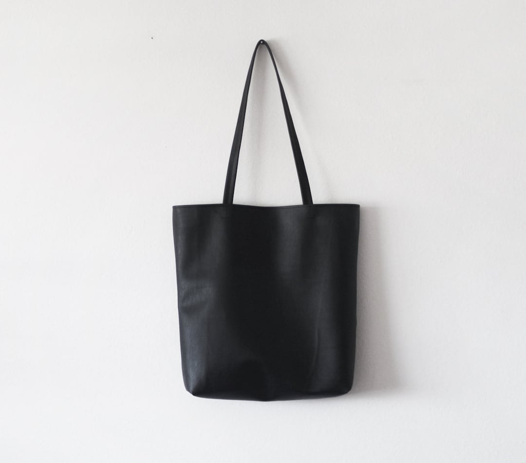 Large Simple Leather Tote Bag - Etsy