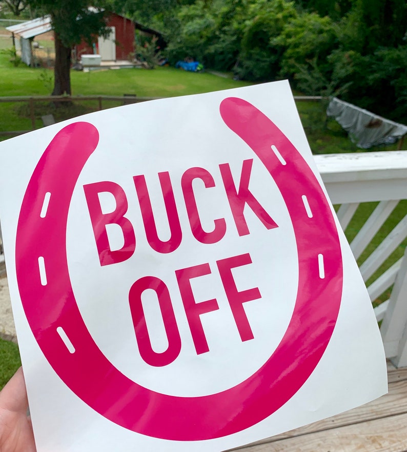 BUCK OFF Horse Shoe Decal | Etsy