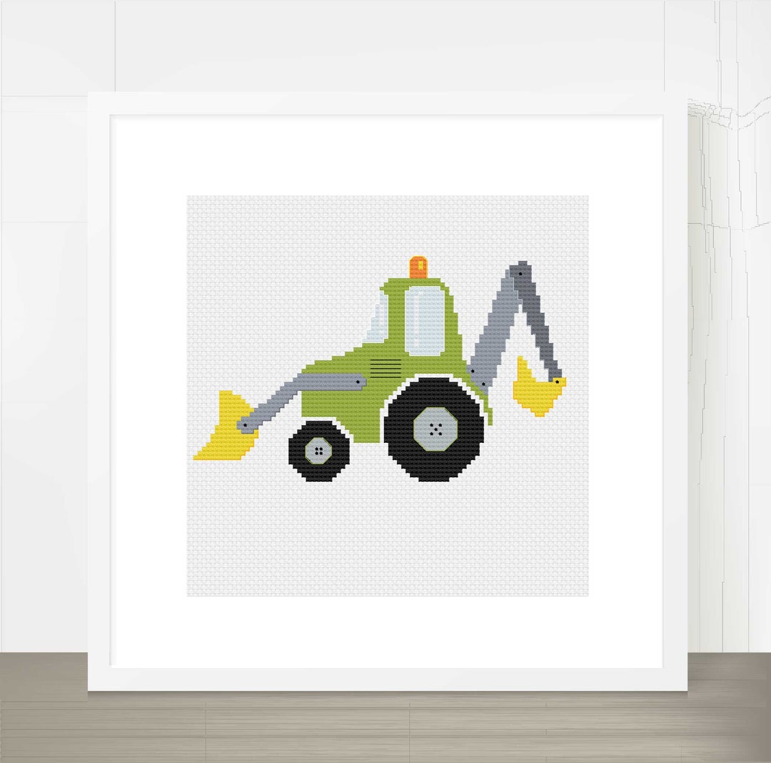 Construction Backhoe Digital Cross Stitch Pattern - Etsy