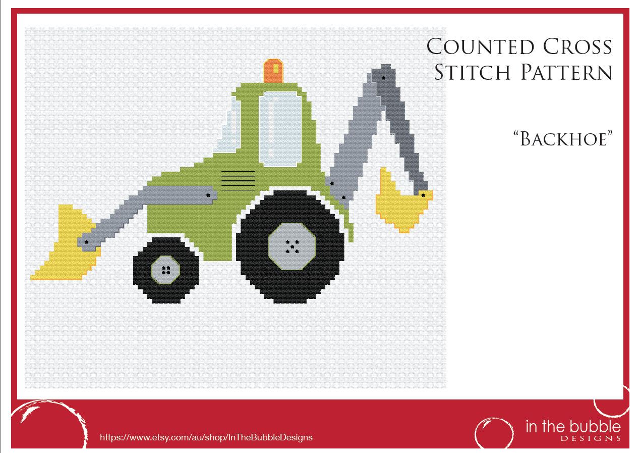 Construction Backhoe Digital Cross Stitch Pattern - Etsy