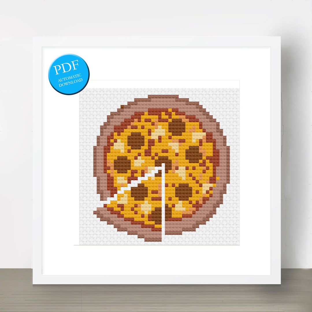 Mini 'pizza' Counted Cross Stitch Kit - Digital Download - Etsy Australia