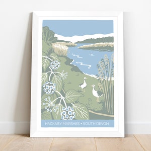 Nature Illustration of Hackney Marshes in South Devon - Etsy UK