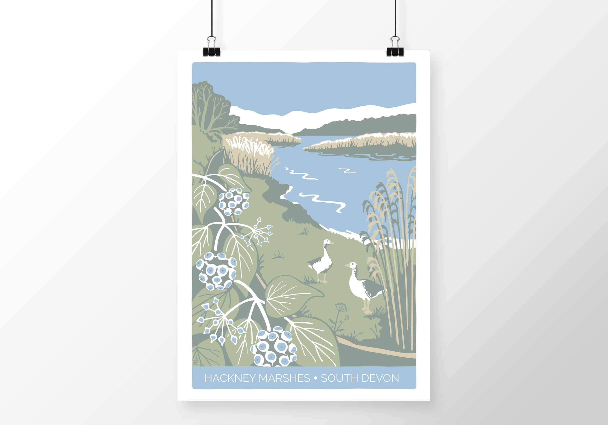 Nature Illustration of Hackney Marshes in South Devon - Etsy UK