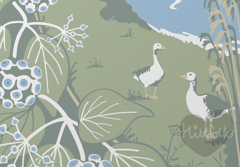 Nature Illustration of Hackney Marshes in South Devon - Etsy UK