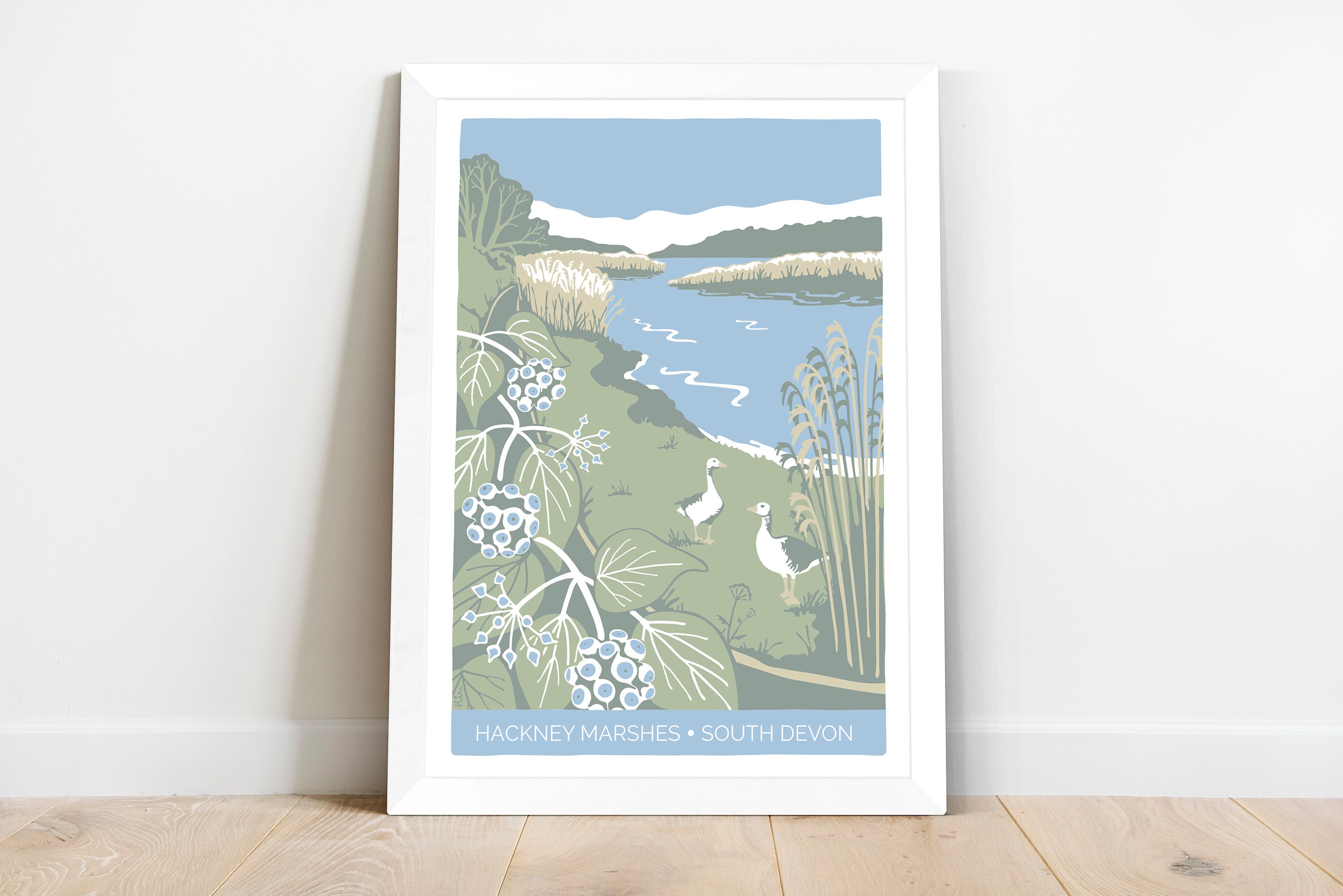 Nature Illustration of Hackney Marshes in South Devon - Etsy UK