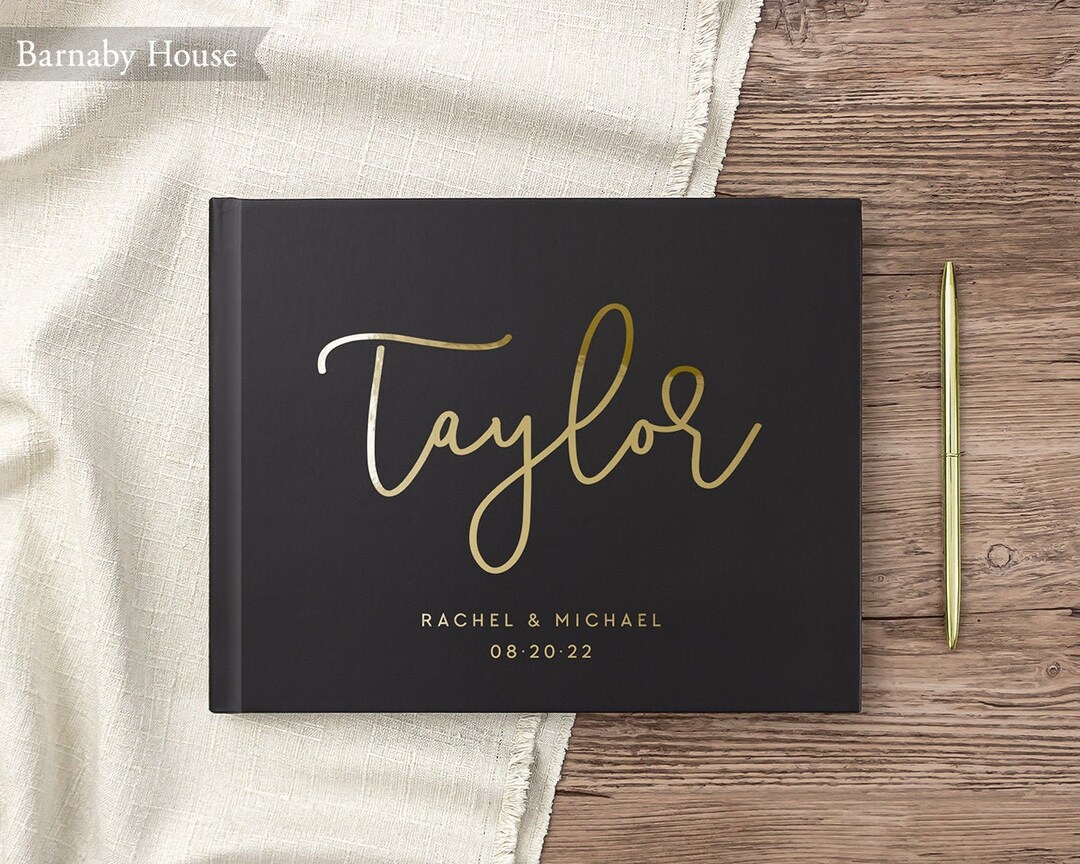 Minimal Elegant Wedding Guest Book, Custom Wedding Hardcover Photo ...