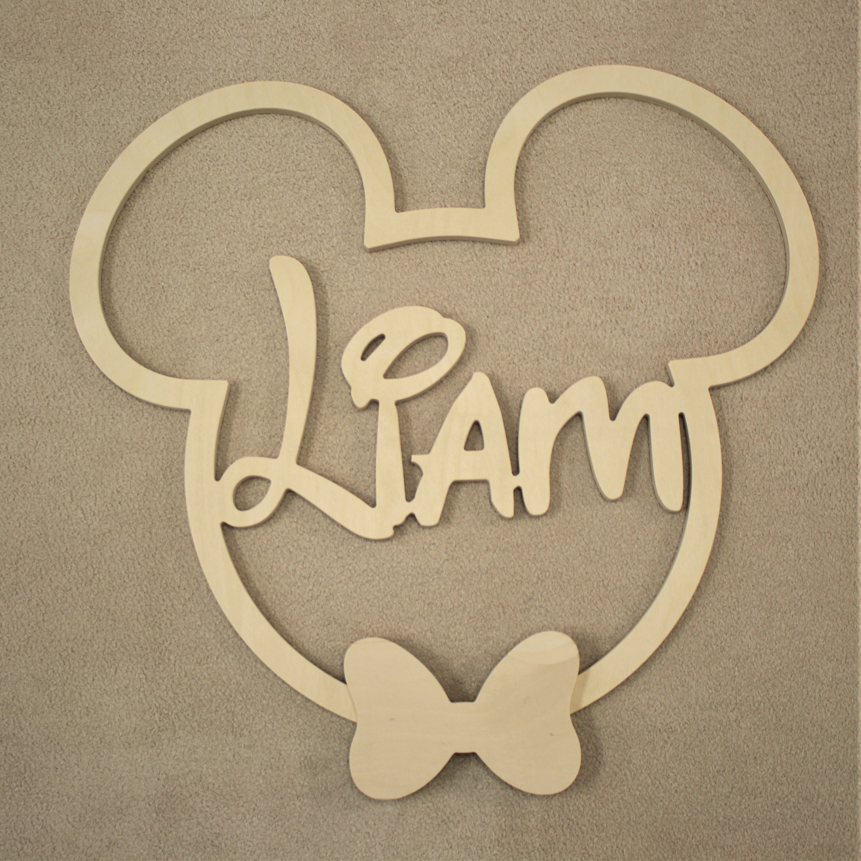 Disney Mickey Mouse, Wooden Mickey Mouse With Bow Tie, Wooden Name Sign ...