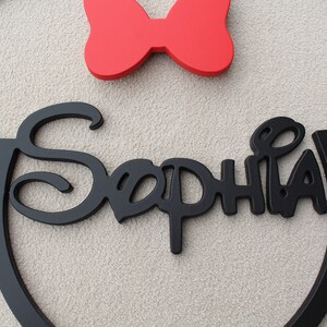 Wooden Minnie Mouse Sign, Disney Minnie Mouse With Bow, Wooden Name ...