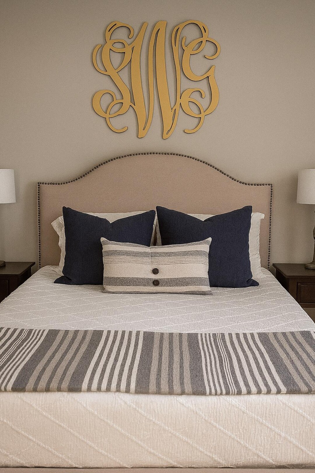 Custom Wooden Monogram Wall Art – Elegant Gold Script Letters for ...