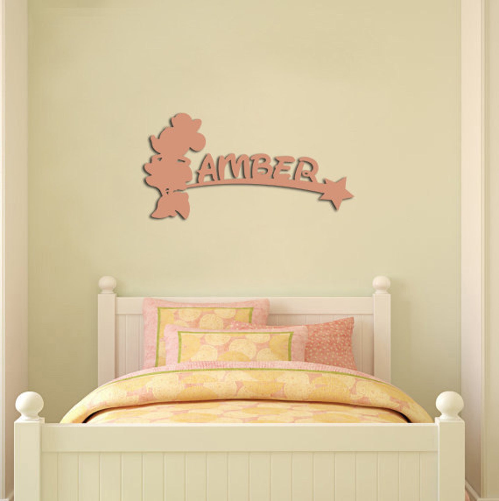 Minnie Mouse Wood Name Sign Wooden Name Decor Nursery Decor - Etsy
