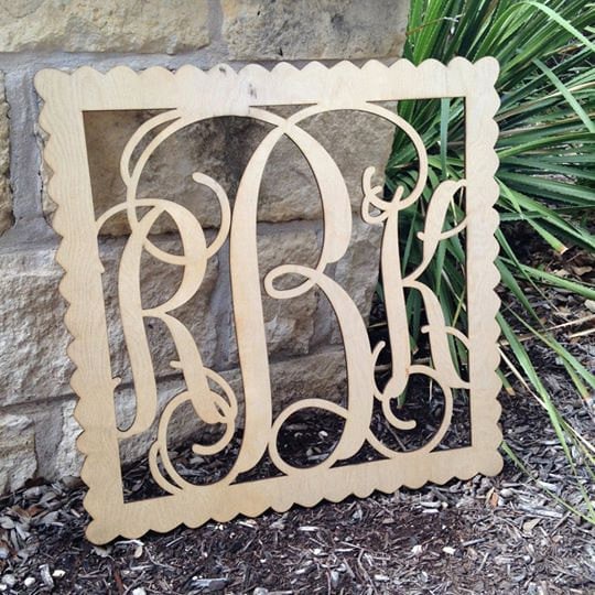 Wooden Monogram PAINTED or UNPAINTED XL Vine Script Monogram | Etsy