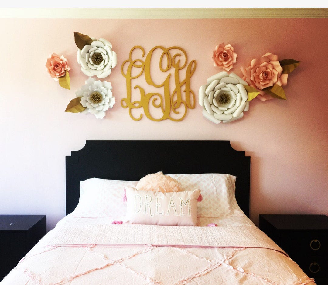 Monogram Wall Hanging - Gold Monogram - Wooden Monogram - Room Decor ...