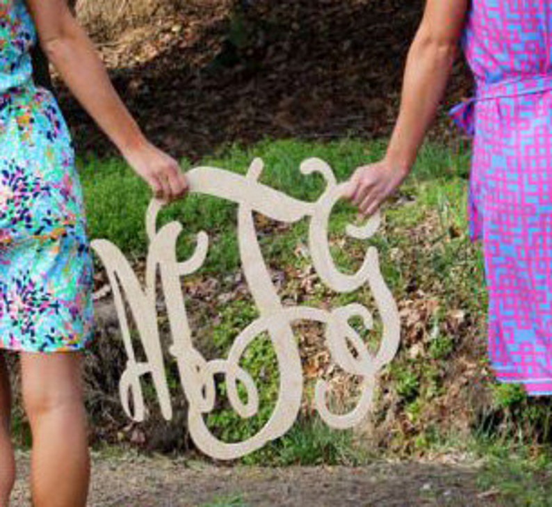 Beautiful Wooden Monogrammed Wall Hanging Painted Initials - Etsy