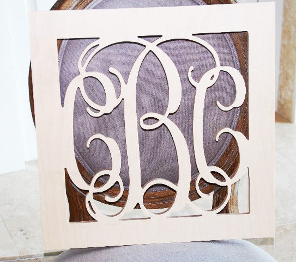 Wooden Monogram PAINTED or UNPAINTED XL Vine Script Monogram | Etsy