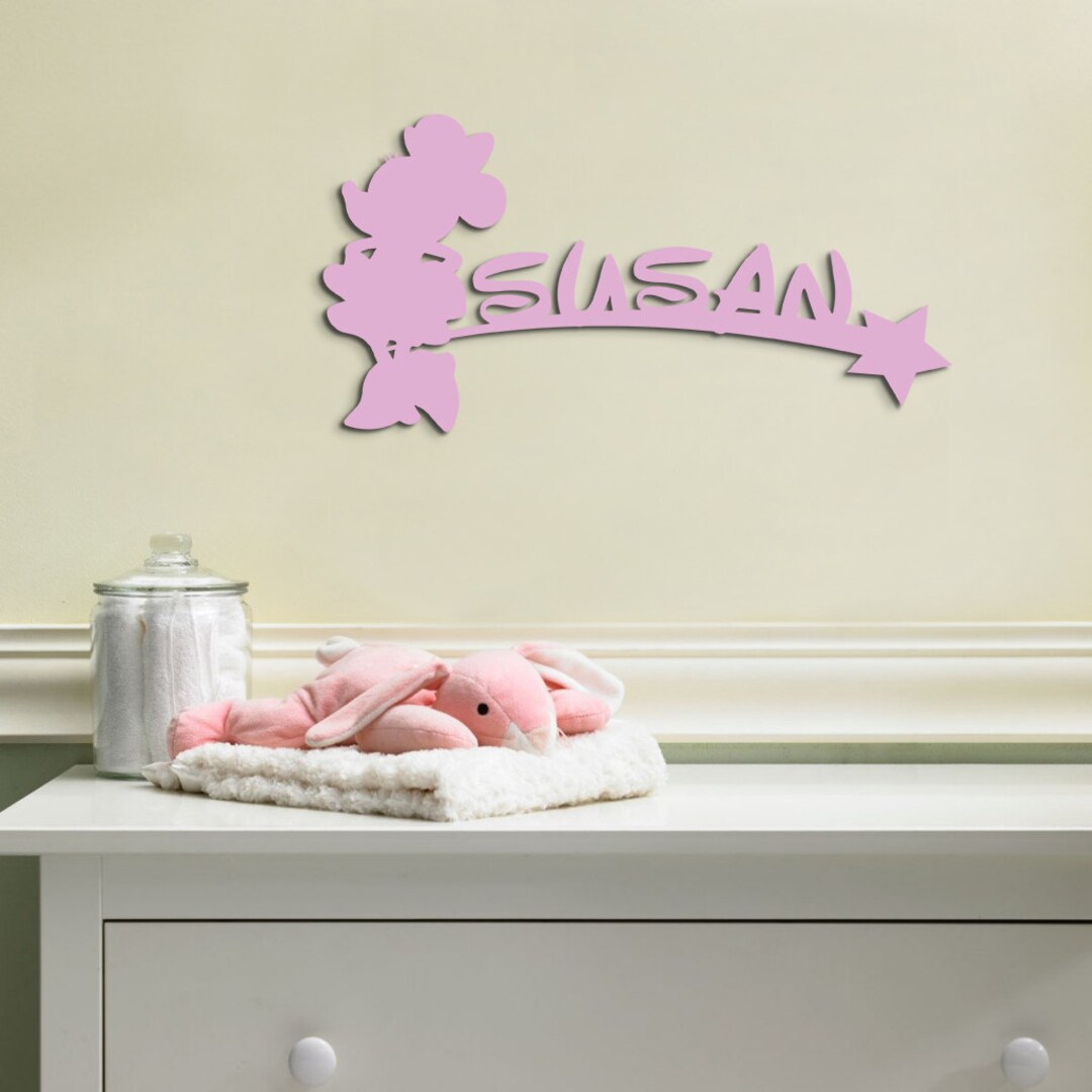 Minnie Mouse Wood Name Sign, Wooden Name Decor, Nursery Decor, Baby ...