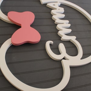 Disney Minnie Mouse, Wooden Minnie Mouse With Bow, Wooden Name Sign ...