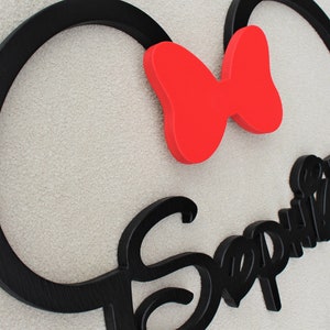 Wooden Minnie Mouse Sign, Disney Minnie Mouse With Bow, Wooden Name ...