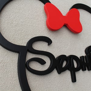 Wooden Minnie Mouse Sign, Disney Minnie Mouse With Bow, Wooden Name ...