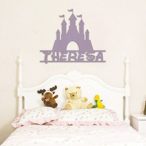 Wooden Name Sign, Disney Castle, Princess Name Sign, Personalized ...