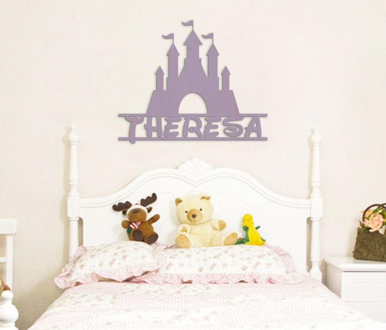 Wooden Name Sign, Disney Castle, Princess Name Sign, Personalized ...