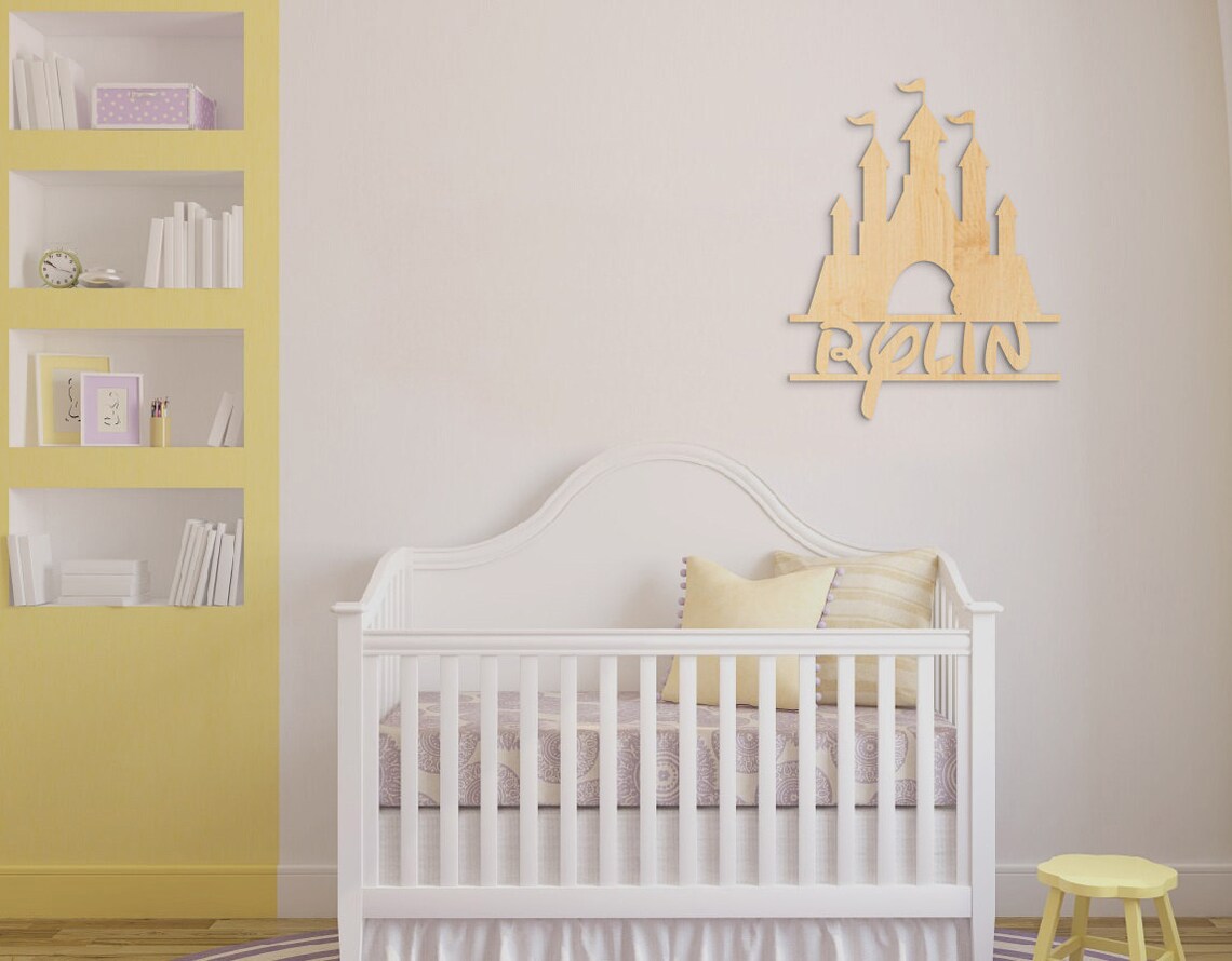 Wooden Name Sign, Disney Castle, Princess Name Sign, Personalized ...