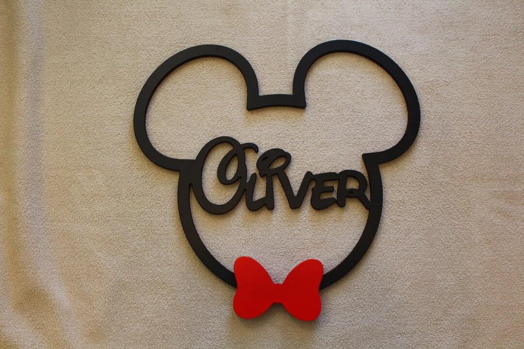 Wooden Mickey Mouse, Disney Mickey Mouse With Bow Tie, Wooden Name Sign ...