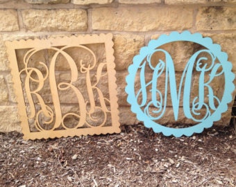 Wooden Monogram PAINTED or UNPAINTED XL Vine Script Monogram | Etsy