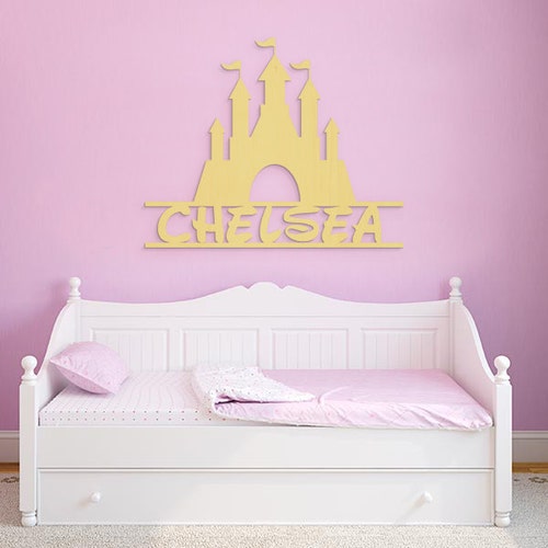 Wooden Name Sign Disney Castle Princess Name Sign - Etsy
