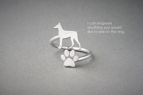 Adjustable Spiral DOBERMAN and PAW Ring / Doberman Pincher | Etsy