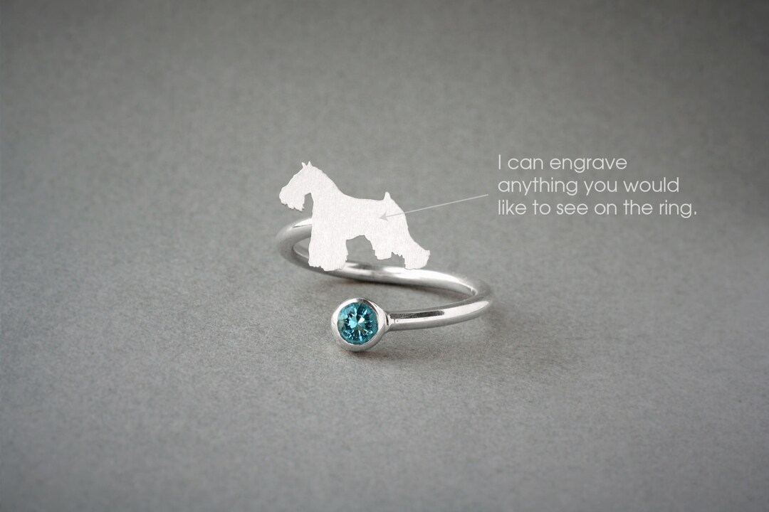 Adjustable Sterling Silver Schnauzer Ring With Birthstone - Etsy