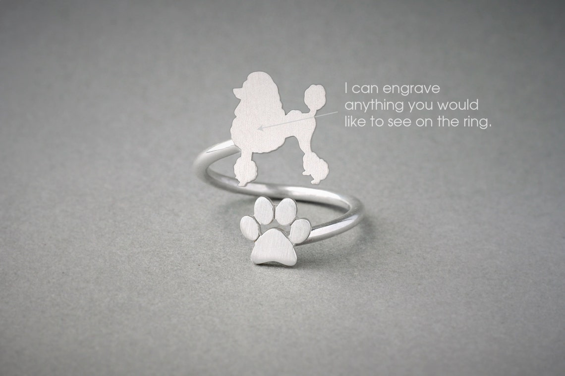Adjustable Spiral POODLE and PAW Ring / Poodle Ring / Paw Ring - Etsy