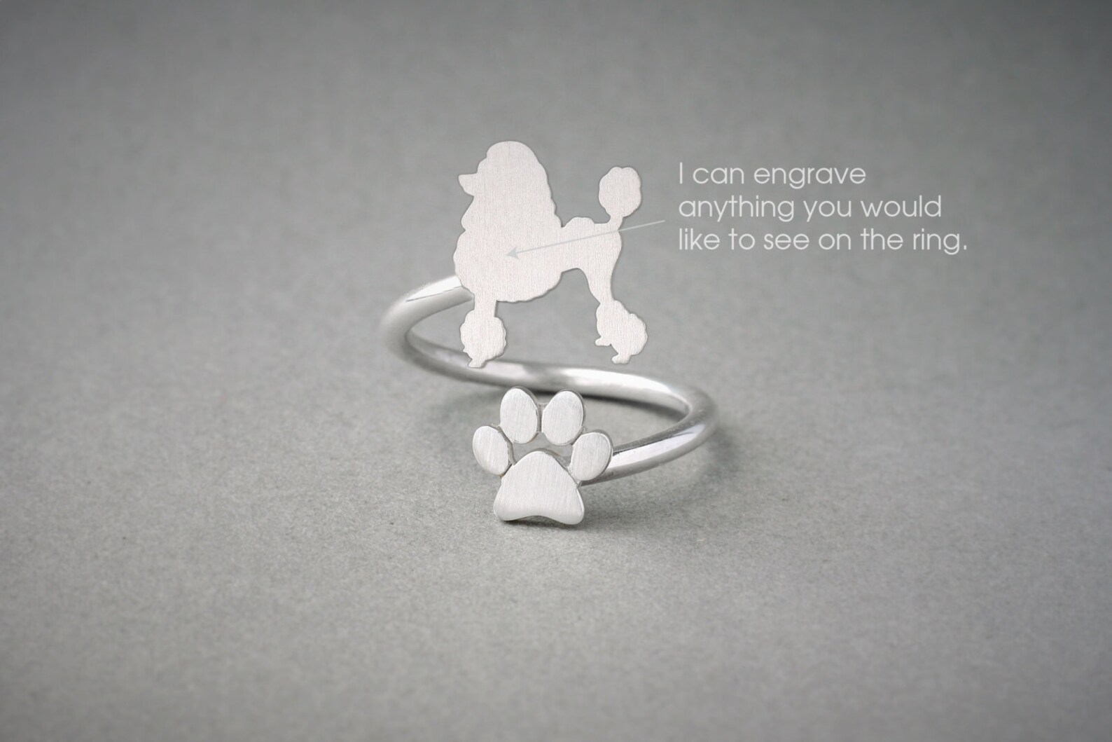 Adjustable Spiral POODLE and PAW Ring / Poodle Ring / Paw Ring - Etsy
