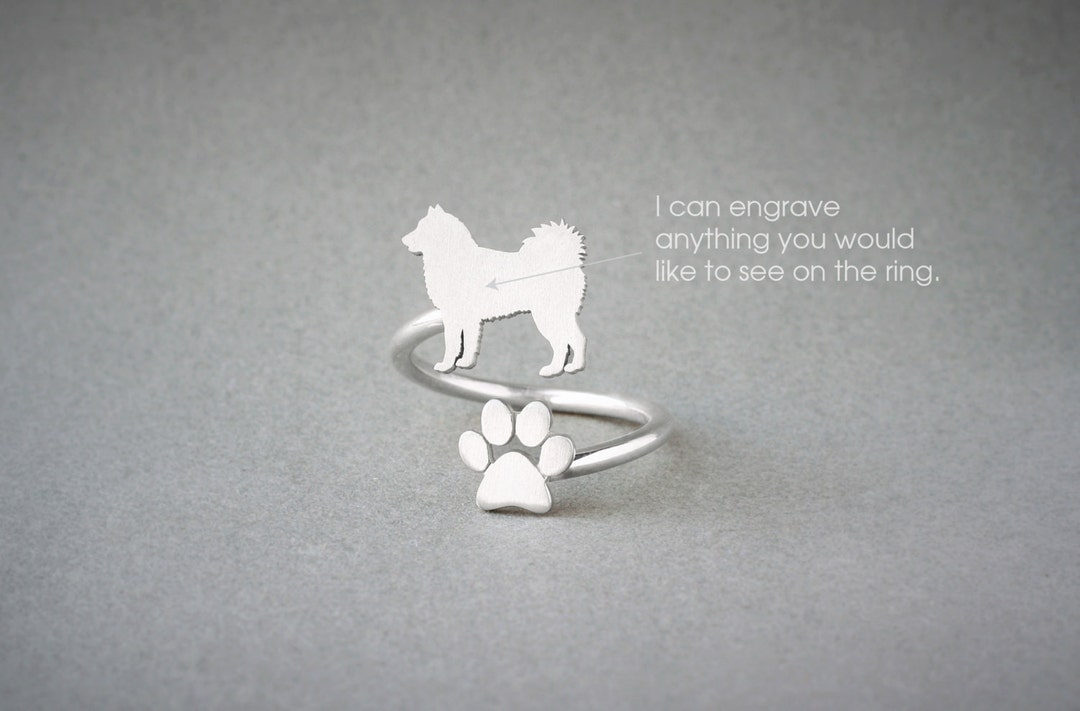 Adjustable Spiral SIBERIAN HUSKY and PAW Ring / Husky Ring / Paw Ring ...