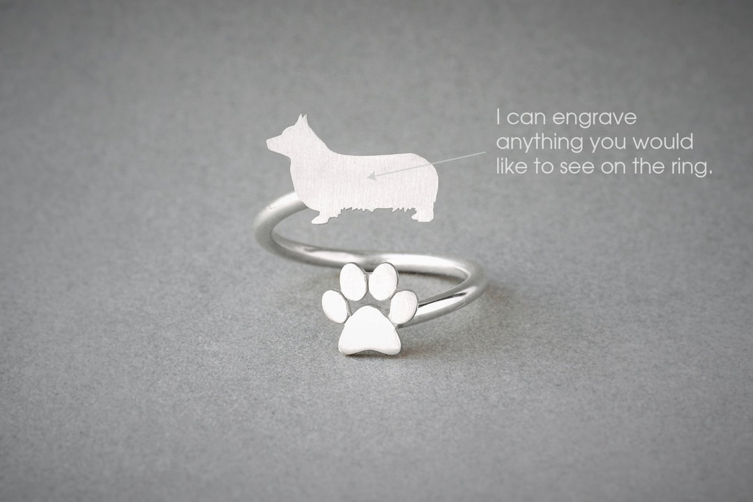 Adjustable Spiral PEMBROKE WELSH CORGI and Paw Ring / Pembroke Welsh ...