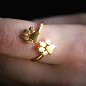 Adjustable Spiral Paw Ring / Double Paw Ring / Silver, Gold Plated or ...