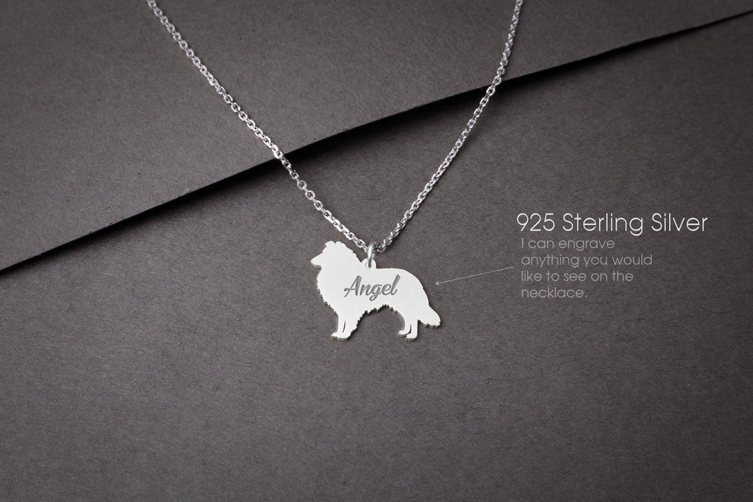 SHETLAND SHEEPDOG Tiny Silver Necklace • "customizable Sheltie Necklace ...