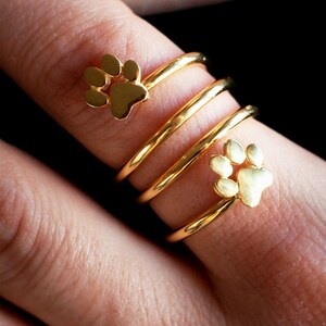 Adjustable 3 Spiral Paw Ring / Double Paw Ring / Silver, Gold Plated or ...