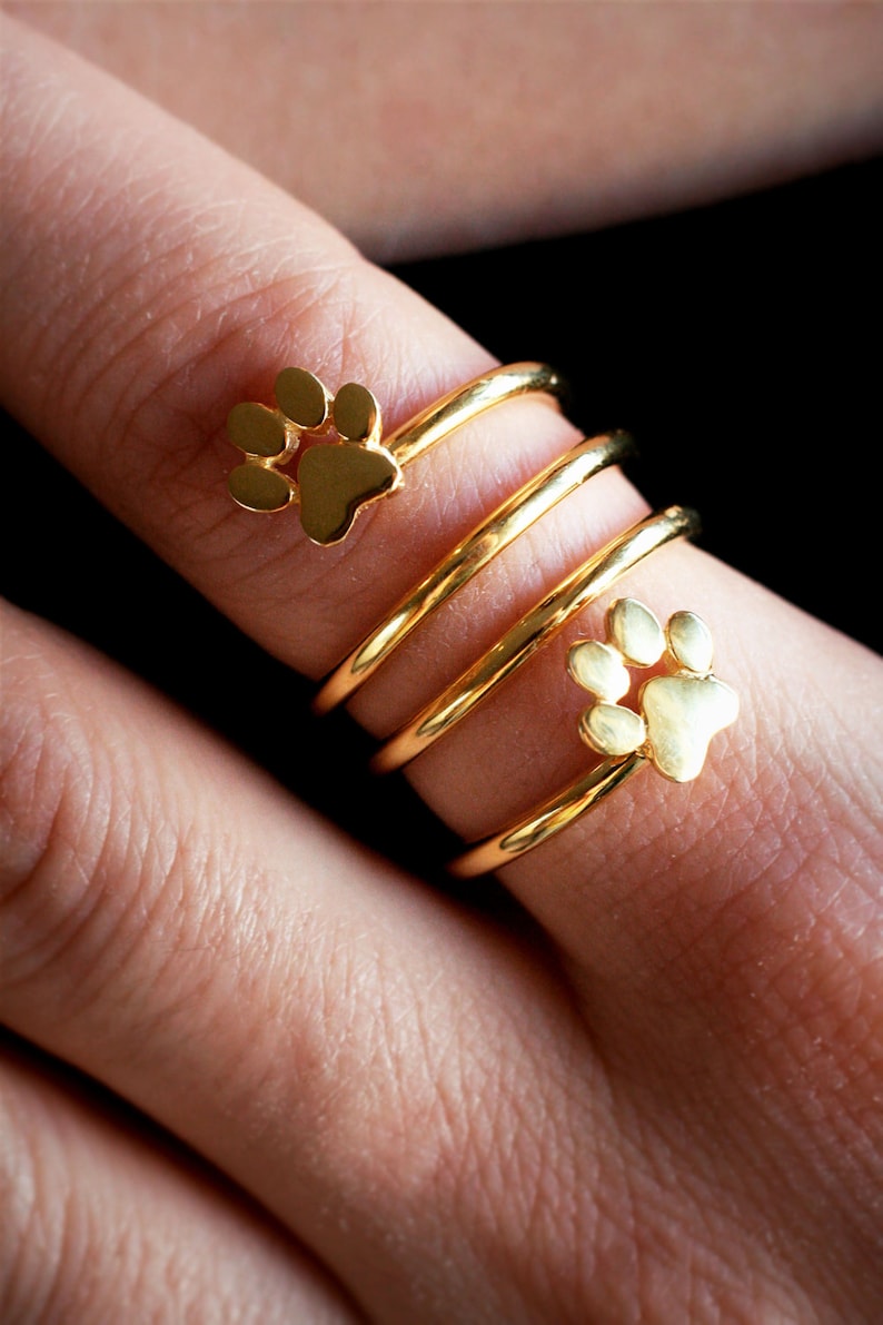 Adjustable 3 Spiral Paw Ring / Double Paw Ring / Silver Gold | Etsy