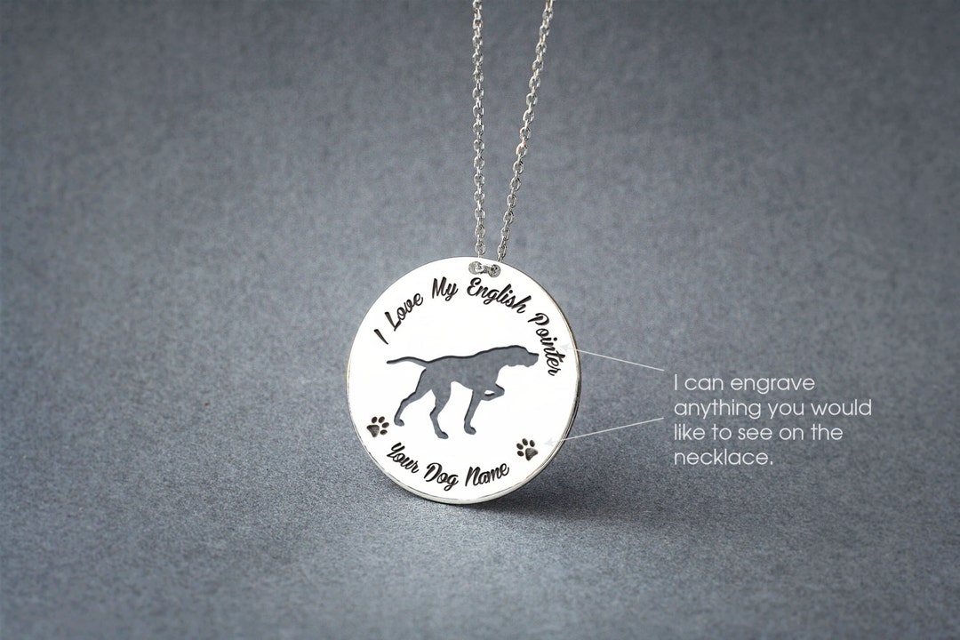 Personalized English Pointer Disc Necklace: Sterling Silver Dog Breed ...